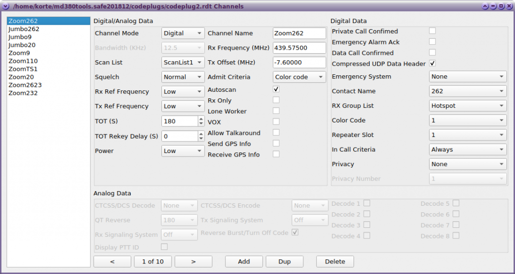 Codeplugeditor „Editcp“ für Linux