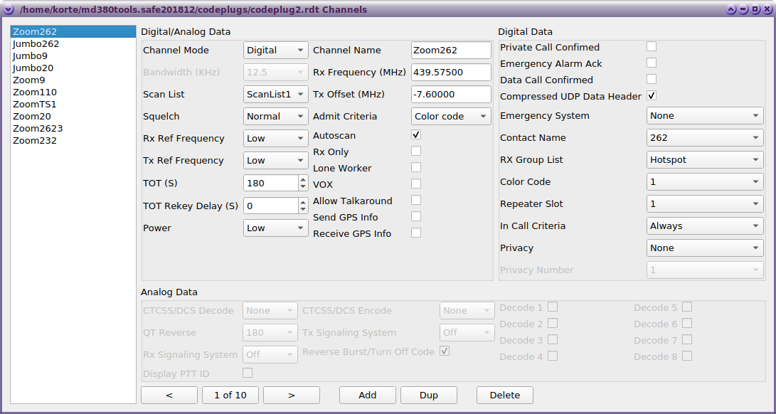 Codeplugeditor „Editcp“ für Linux