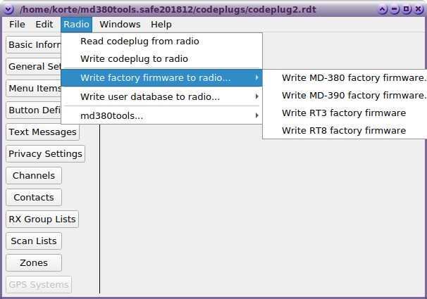 Codeplugeditor „Editcp“ für Linux